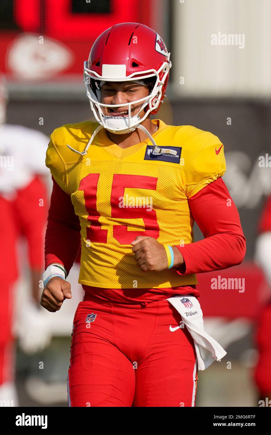 Kansas City Chiefs quarterback Patrick Mahomes runs during an NFL ...