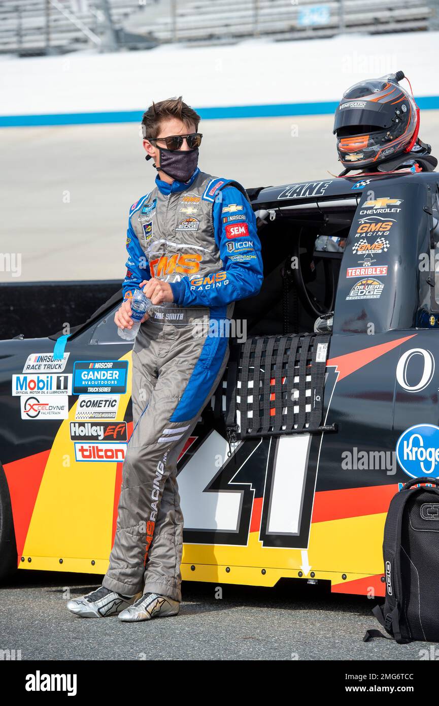 Zane Smith (21) before the start of a NASCAR Truck Series race at Dover ...