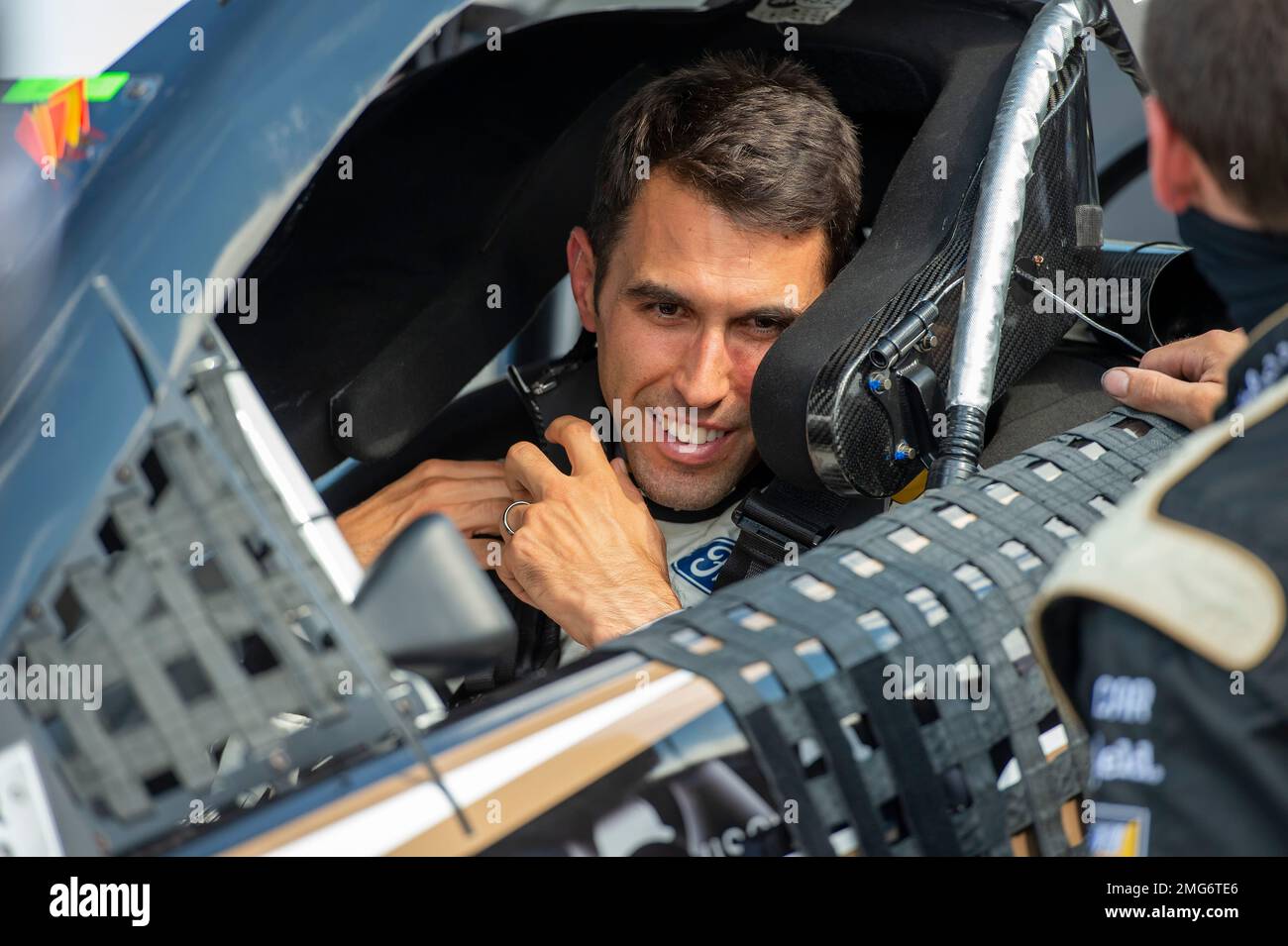 Aric Almirola (10) in his race car before the start of a NASCAR Cup ...
