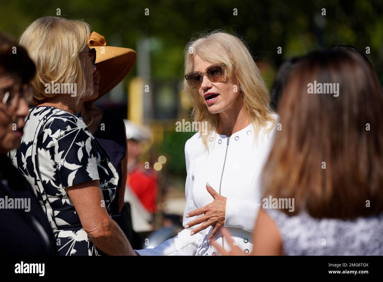 Kellyanne Conway attends an event for an exhibit of artwork by young ...
