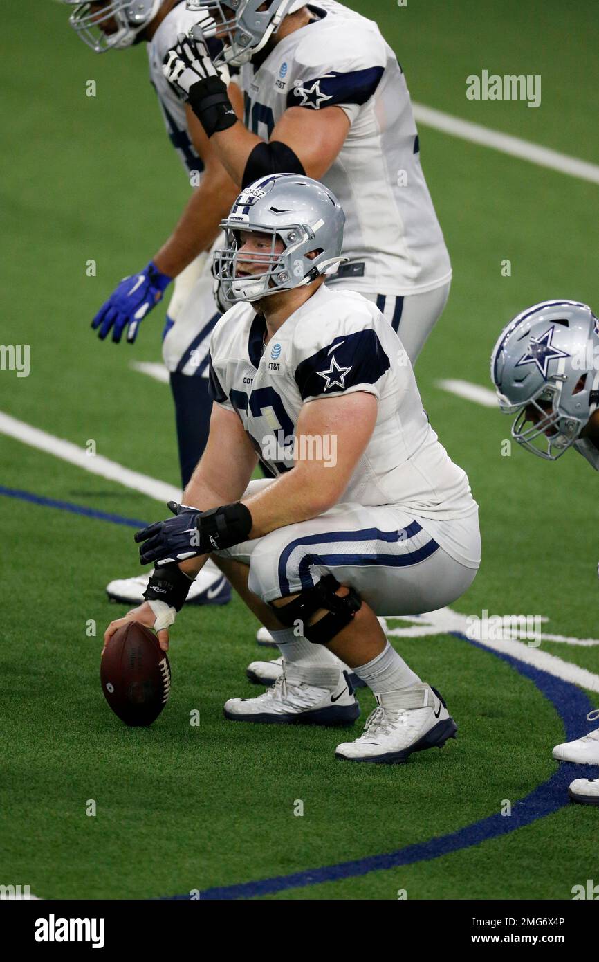Dallas Cowboys center Tyler Biadasz (63) prepares to snap the ball ...