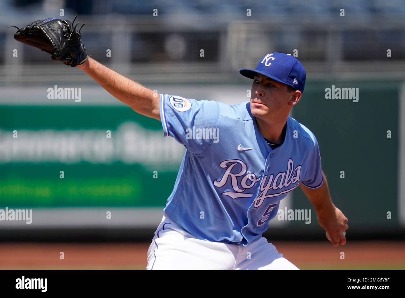 Kansas City Royals starting pitcher Kris Bubic delivers to a Minnesota ...