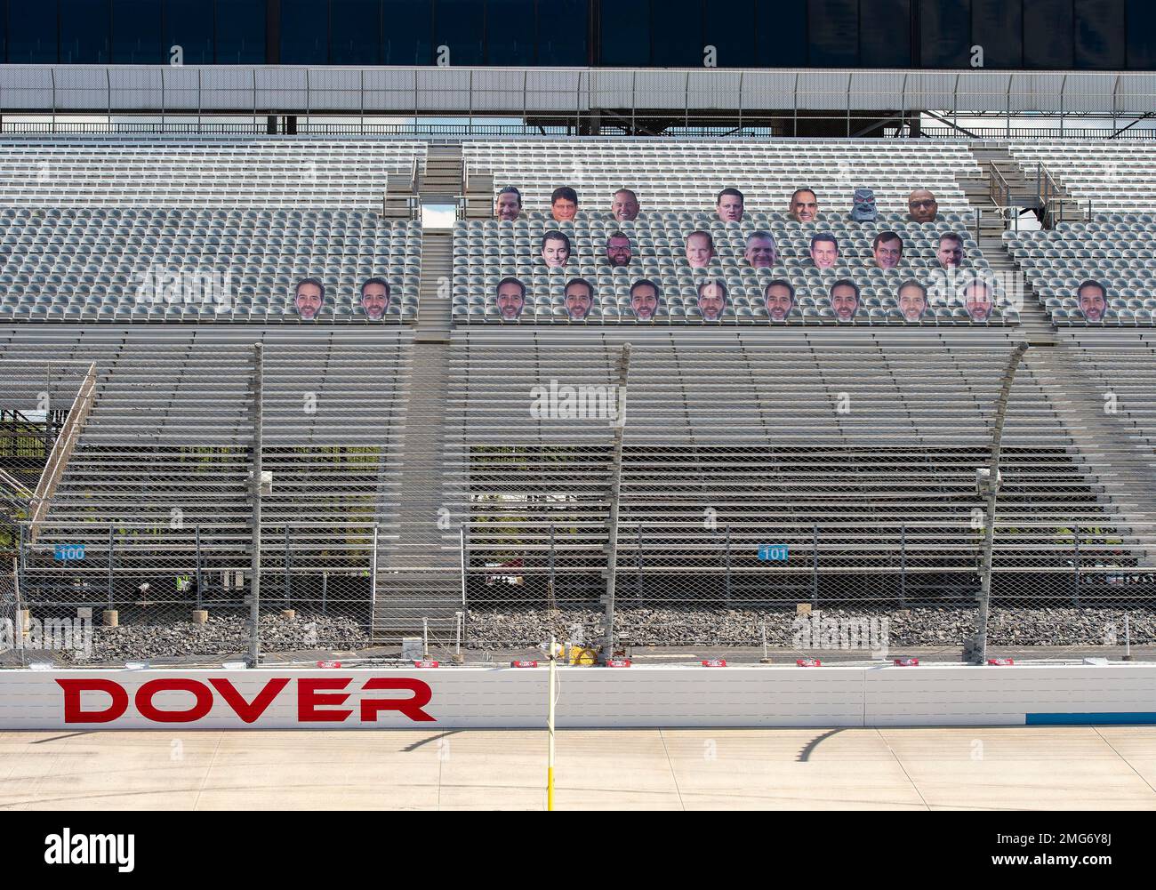 Cardboard faces in the seats during a NASCAR Xfinity Series auto race ...
