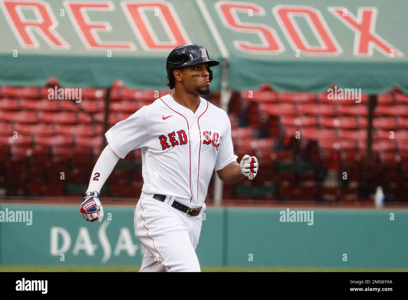 Boston Red Sox's Xander Bogaerts watches a hit against the Philadelphia ...
