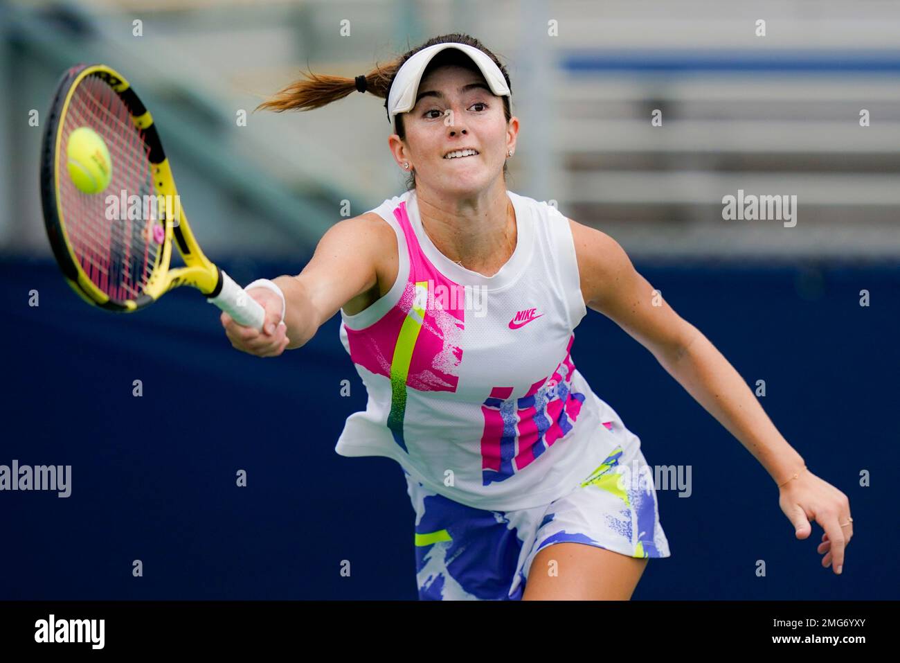 CiCi Bellis, of the United States, returns to Oceane Dodin, of France ...