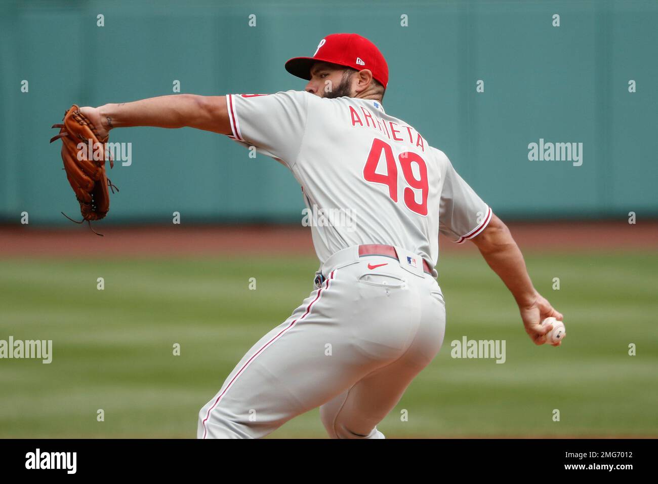 Philadelphia Phillies starting pitcher Jake Arrieta delivers against ...