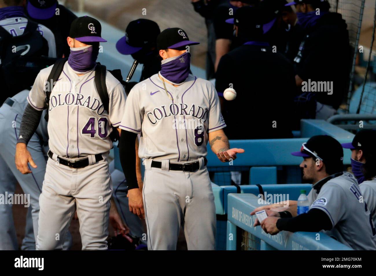 Colorado Rockies Josh Fuentes (8) bounces the ball in front of the ...