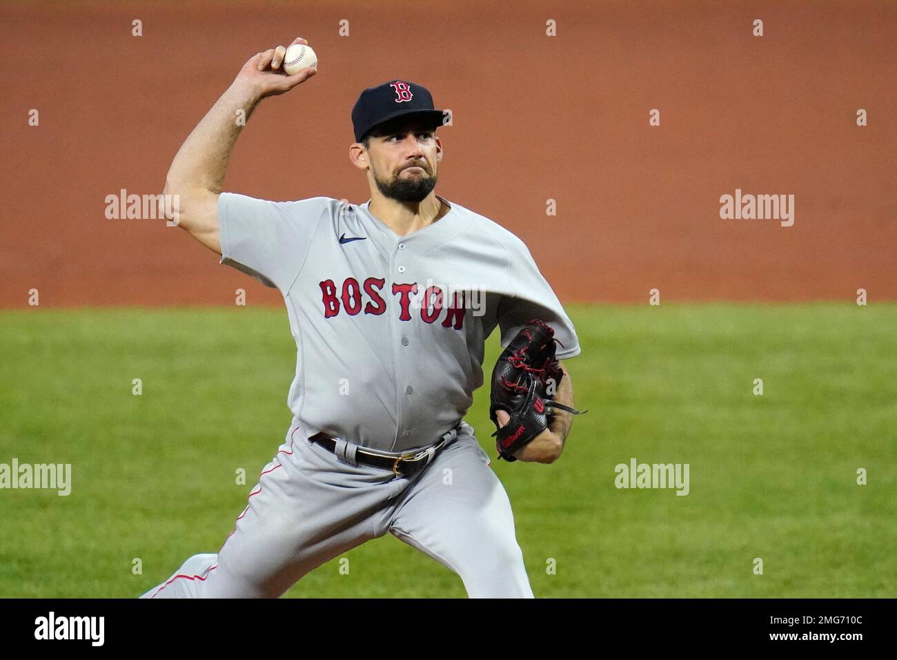 Boston Red Sox starting pitcher Nathan Eovaldi pitches to the Baltimore ...