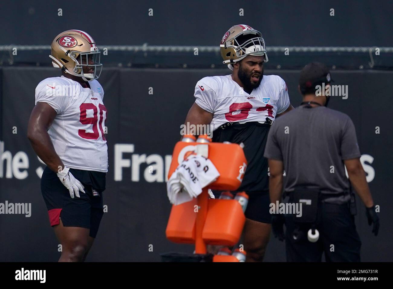 San Francisco 49ers' Kevin Givens, left, and Solomon Thomas during NFL ...