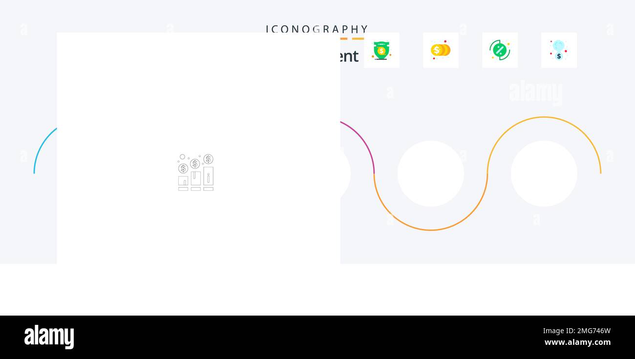 Investment Flat 5 Icon Pack Including Development Percentage Money Menu Money Stock Vector