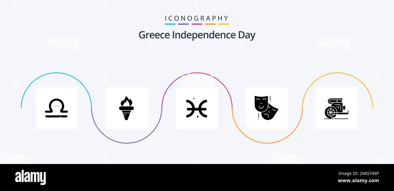 Greece Independence Day Glyph 5 Icon Pack Including chariot. persona ...