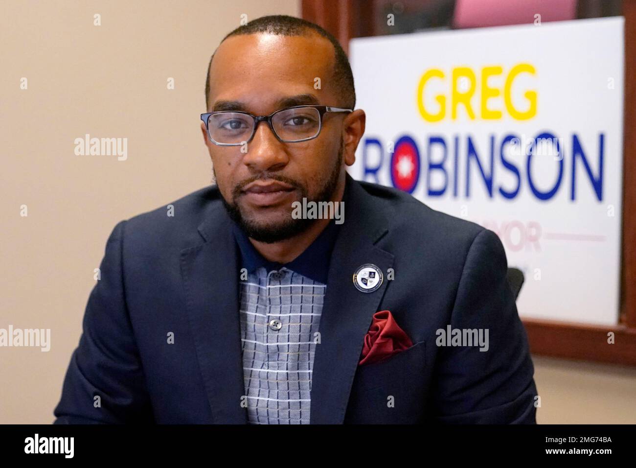 Tulsa Mayoral candidate Greg Robinson poses for a photo in his campaign ...