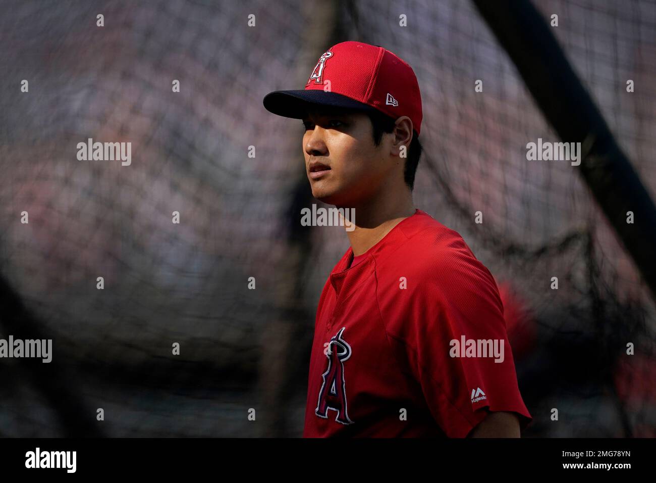 Los Angeles Angels' Shohei Ohtani takes batting practice before a ...