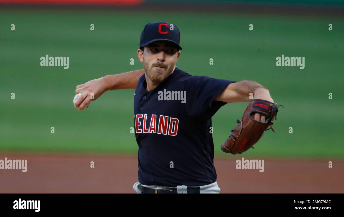 Cleveland Indians starting pitcher Aaron Civale delivers during a ...