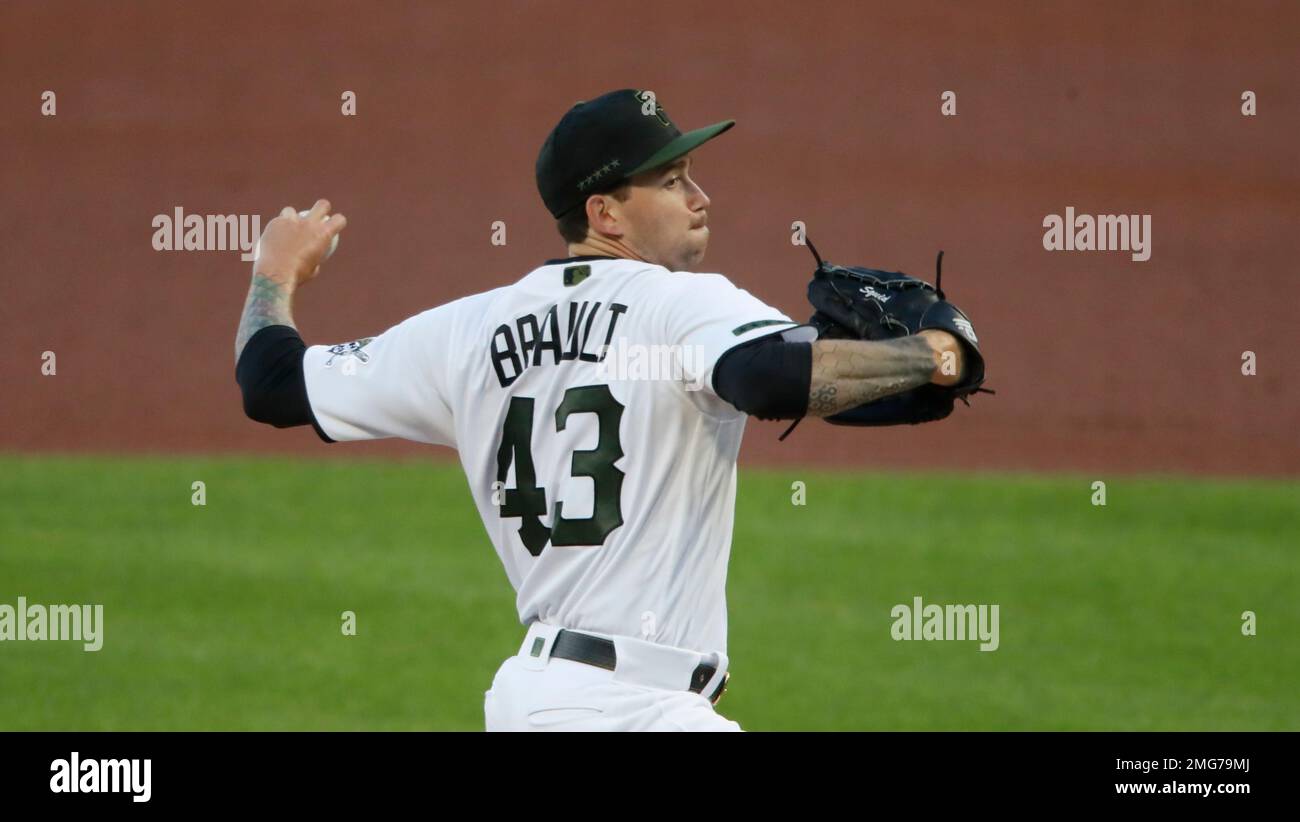 Pittsburgh Pirates relief pitcher Steven Brault delivers during a ...