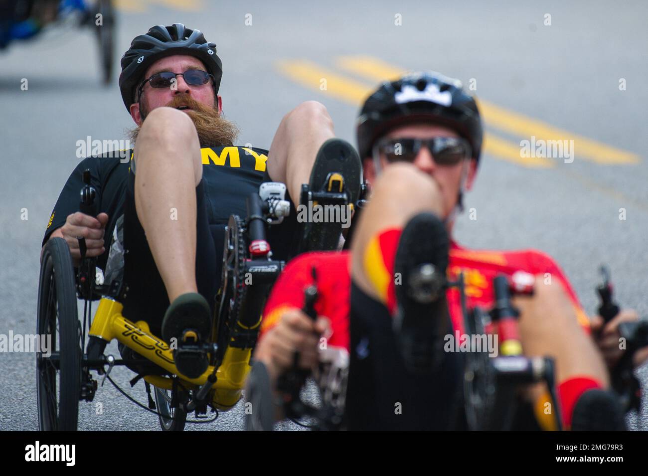Retired U.S. Army Sgt. 1st Class David Ware competes in a recumbent ...