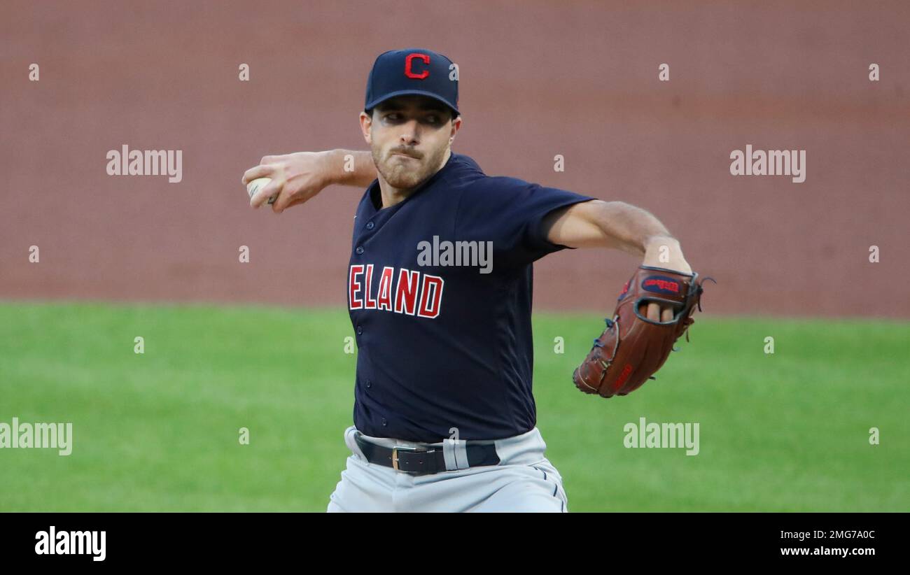 Cleveland Indians starting pitcher Aaron Civale delivers during a ...