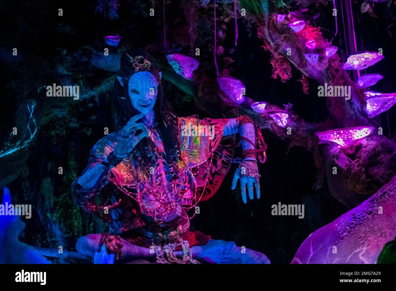 Na'vi Shaman of Songs is seen on the Na'vi River Journey attraction at ...