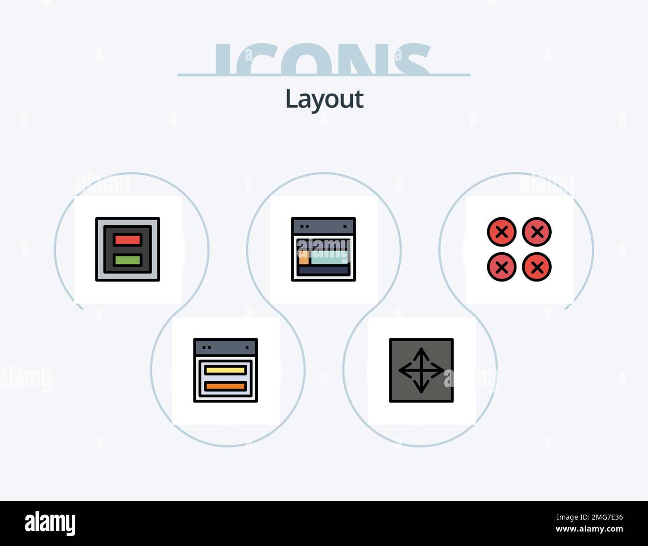Layout Line Filled Icon Pack 5 Icon Design. site. design. thumbnails. settings. loading Stock ...