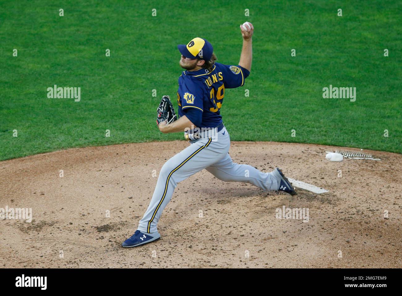 Milwaukee Brewers' pitcher Corbin Burnes throws against the Minnesota ...