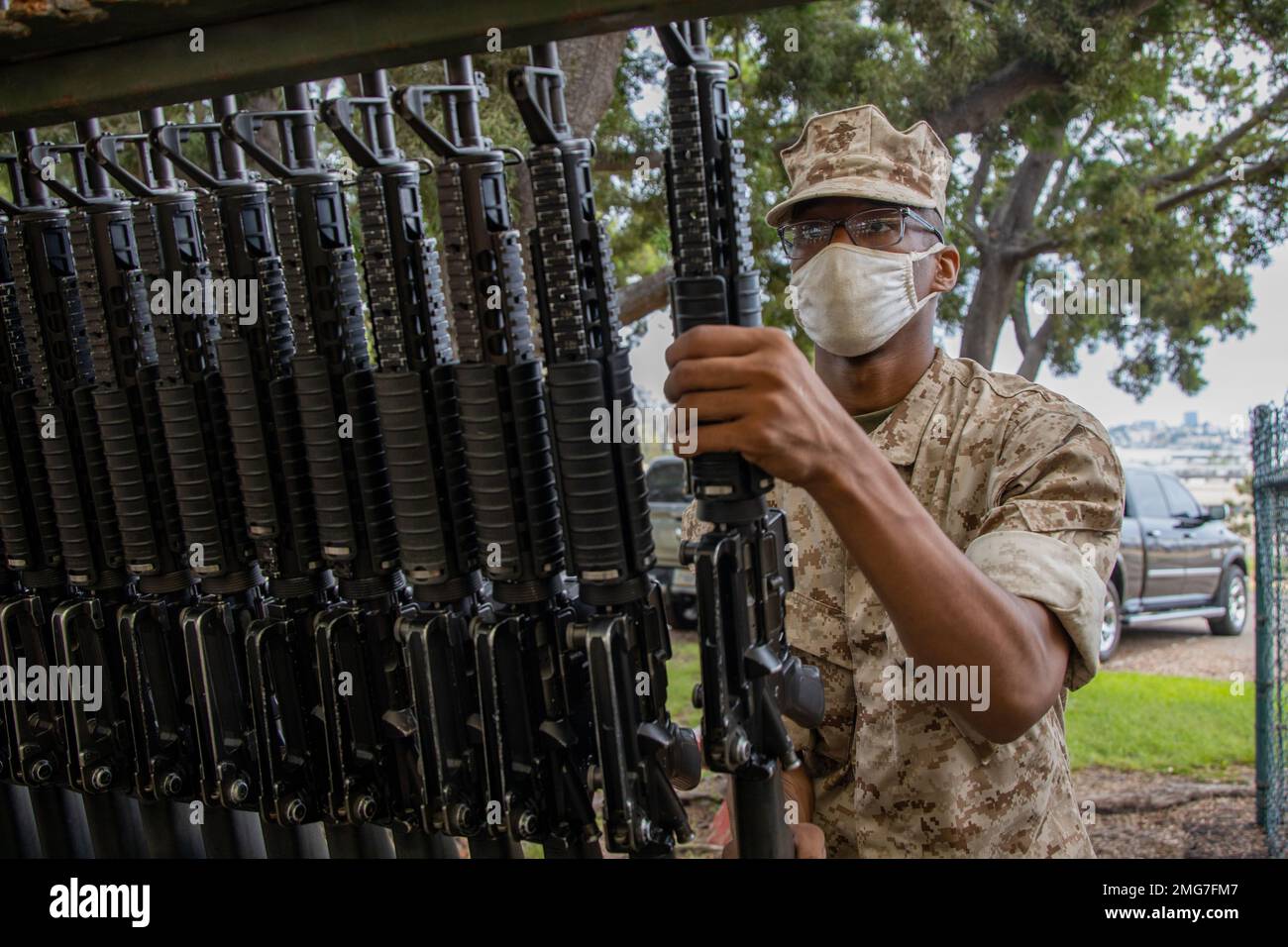 U.S. Marine Corps Recruit Melic Jefferson with Hotel Company, 2nd Recruit Training Battalion ...