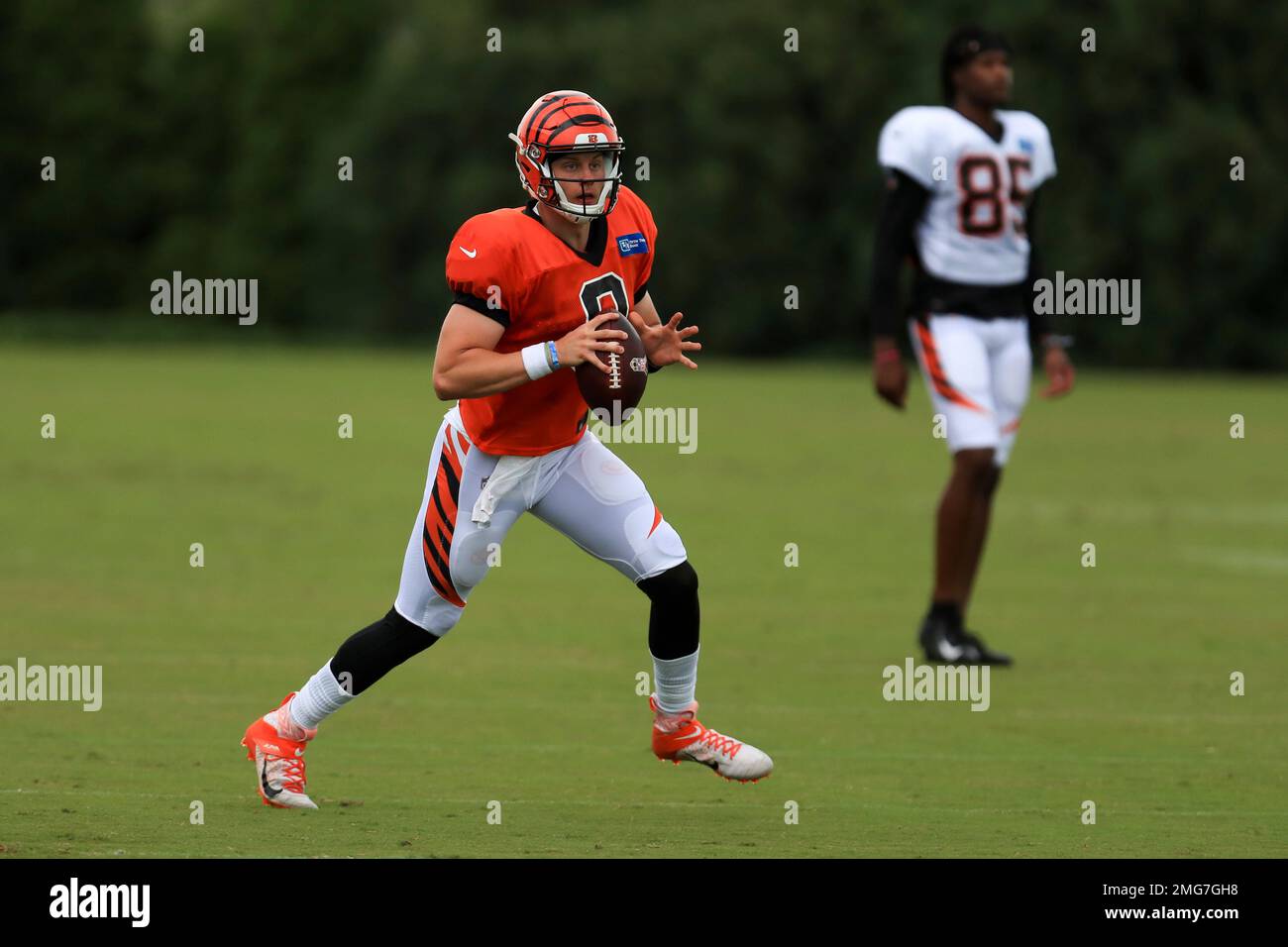 Cincinnati Bengals' Joe Burrow (9) scrambles as he throws a pass during ...