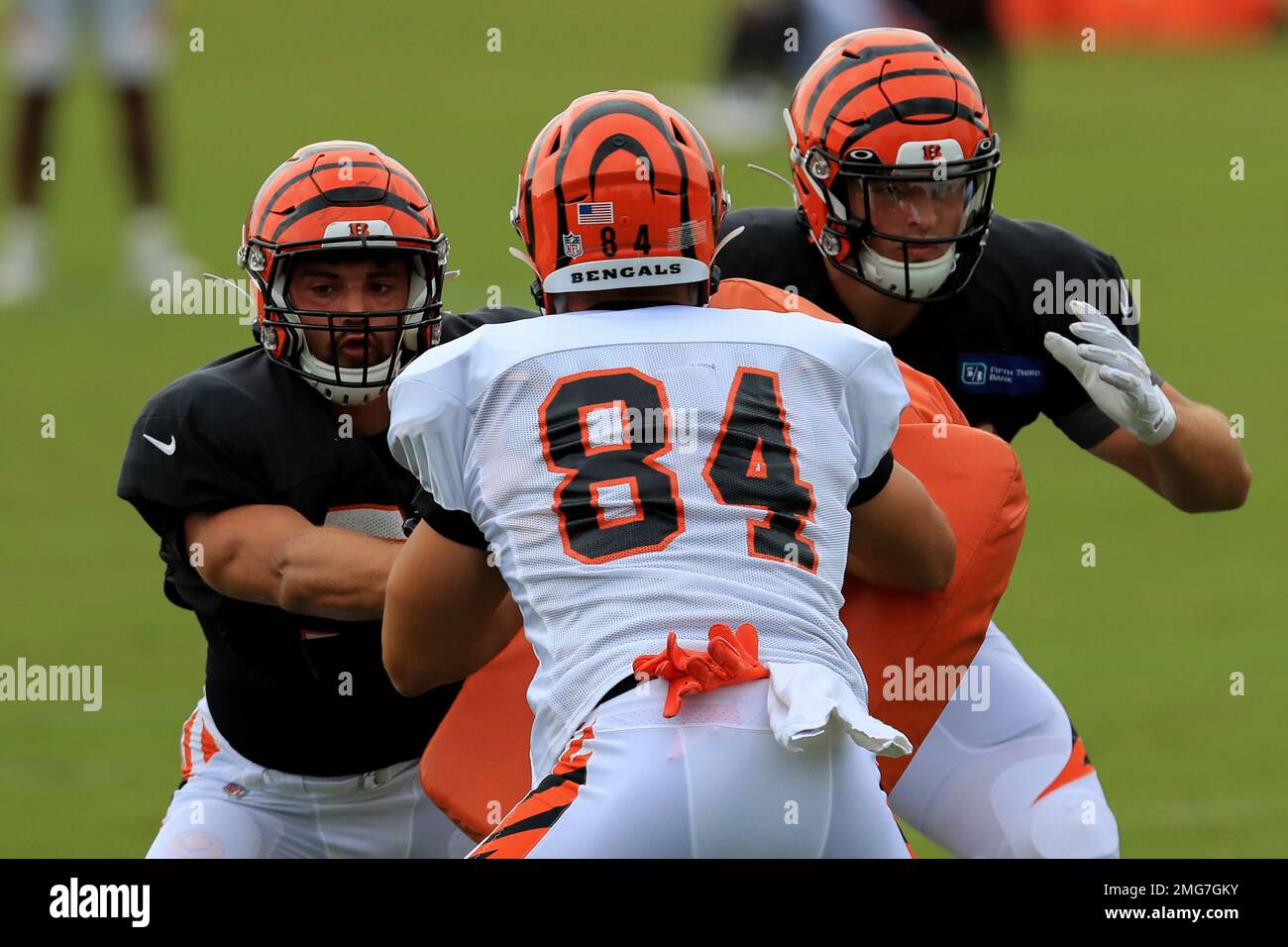 Cincinnati Bengals' Markus Bailey, left, battles against Mitchell ...