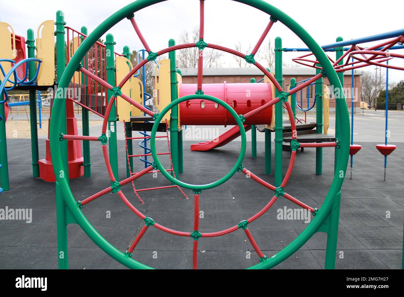 green playground climbing obstacle Stock Photo - Alamy