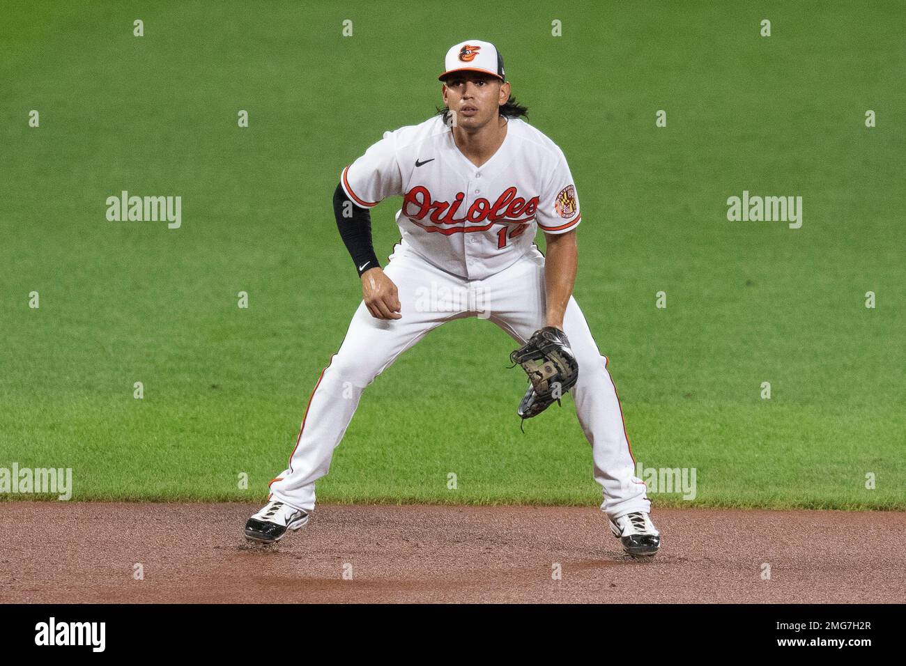 Baltimore Orioles third baseman Rio Ruiz stands at third base during ...