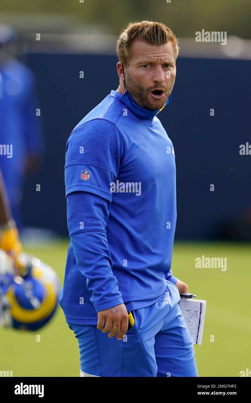 Los Angeles Rams head coach Sean McVay during an NFL football camp ...