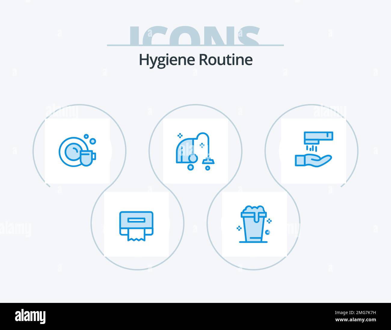 Hygiene Routine Blue Icon Pack 5 Icon Design. . wash. cup. hand wash ...