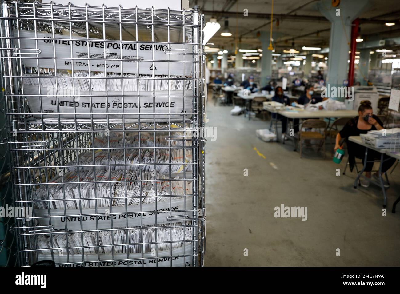 In this photo taken Wednesday, July 22, 2020 in New York, locked cages ...