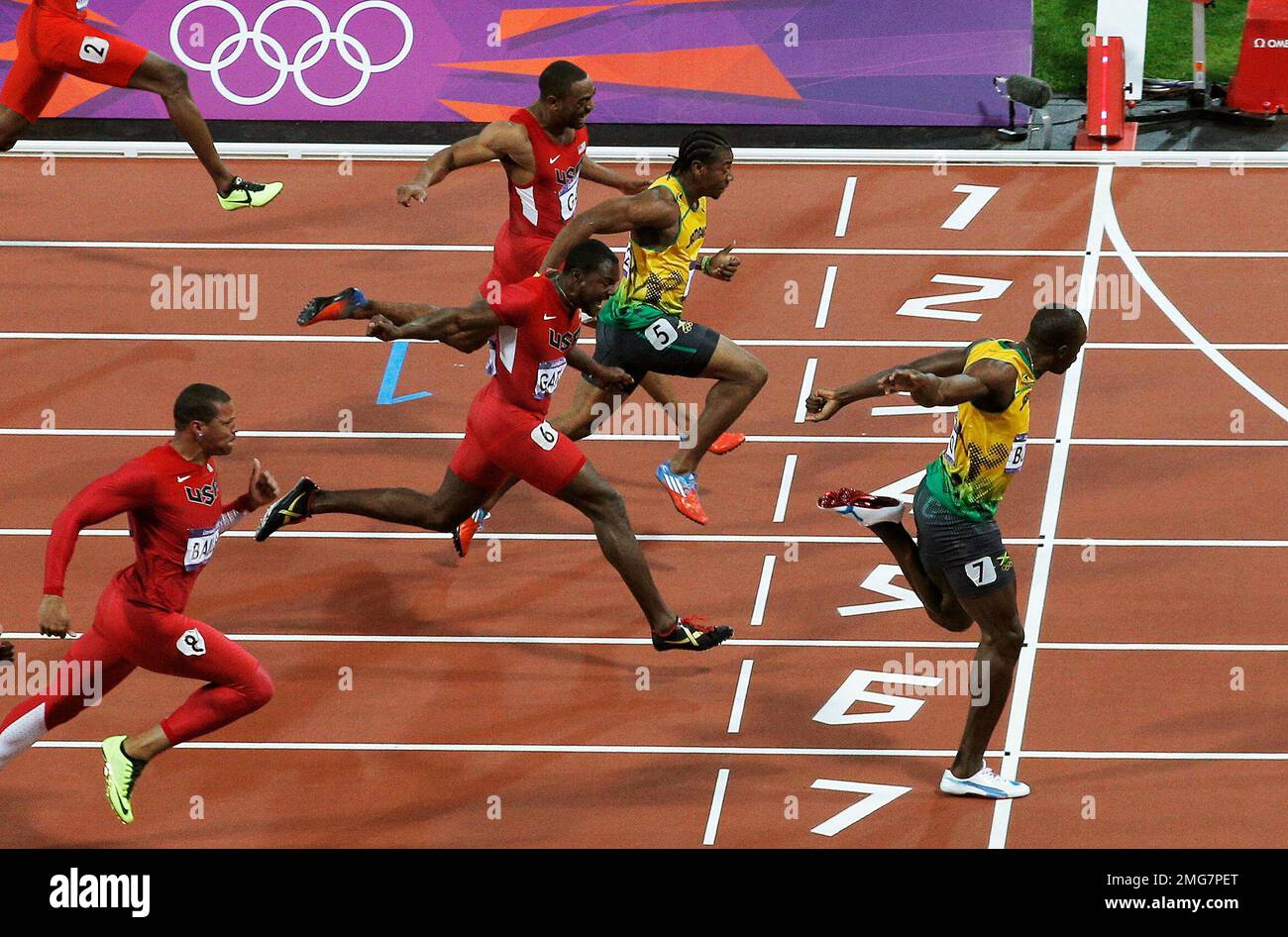FILE - In this Aug. 5, 2012, file photo, Jamaica's Usain Bolt crosses ...
