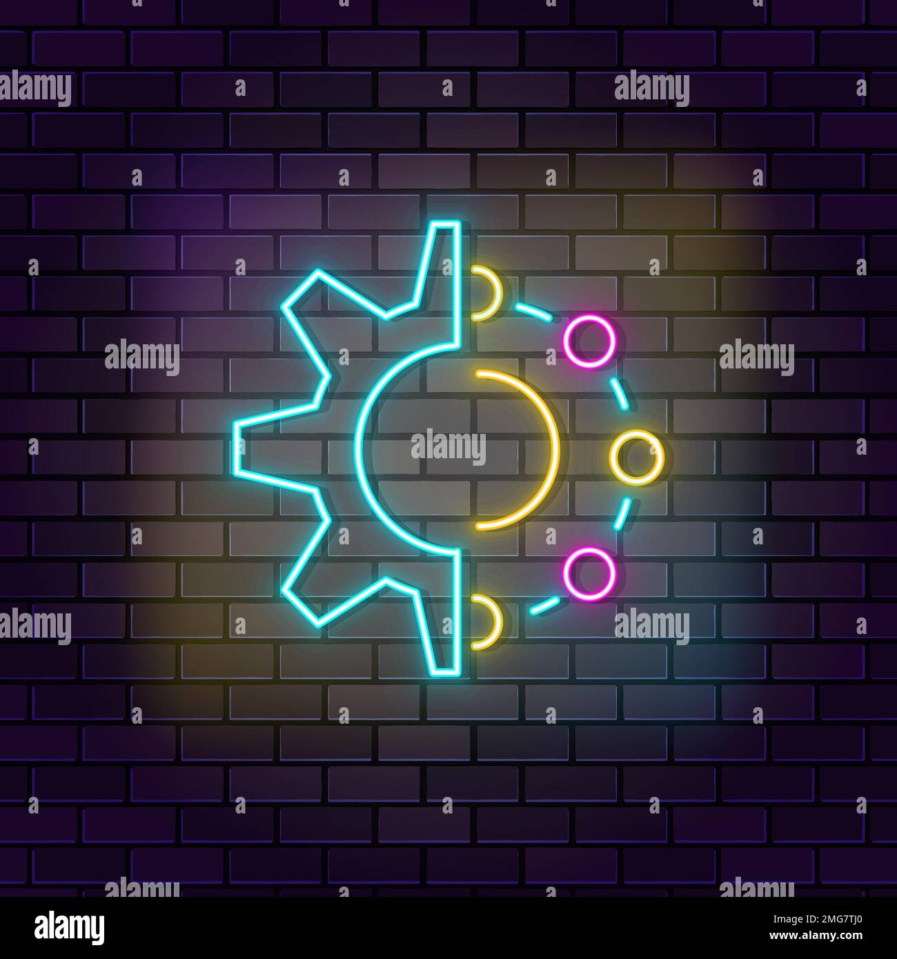Ai, artificial, intelligence neon vector icon on dark wall background. Neon Ai, artificial ...