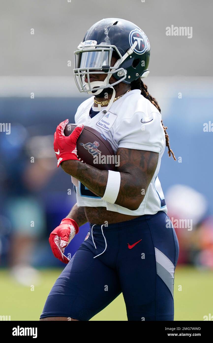 Tennessee Titans running back Derrick Henry runs a drill during NFL ...