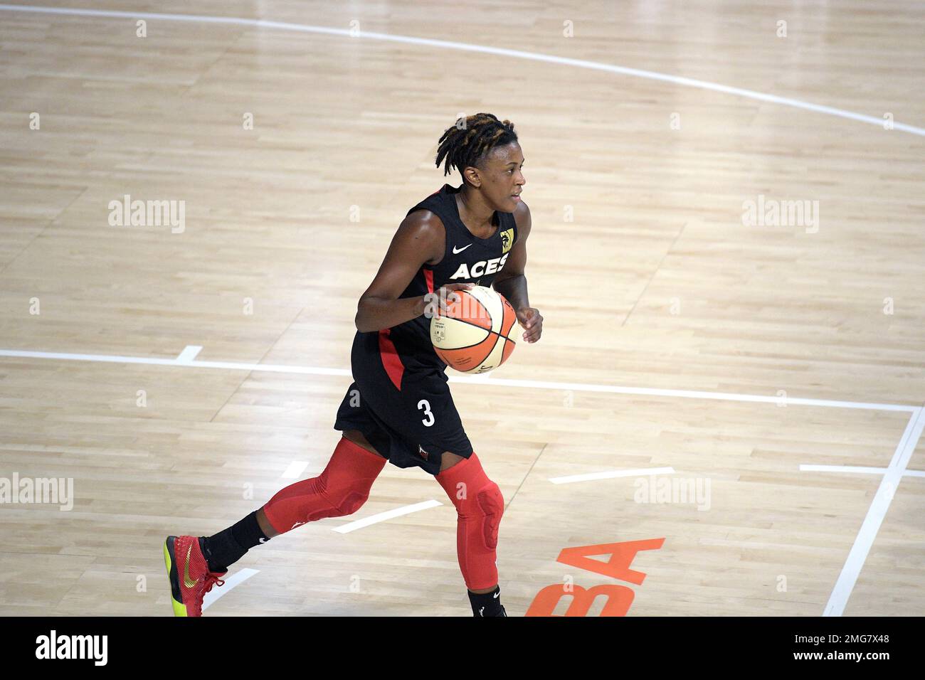 Las Vegas Aces guard Danielle Robinson (3) brings the ball up the court ...