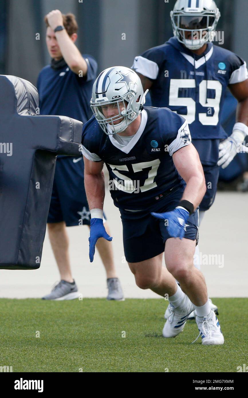 Dallas Cowboys linebacker Luke Gifford (57) goes through drills during ...
