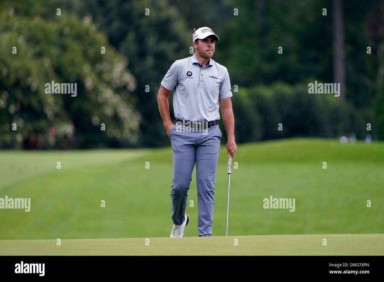 Luke List reacts to missing his putt on the first hole during the final ...