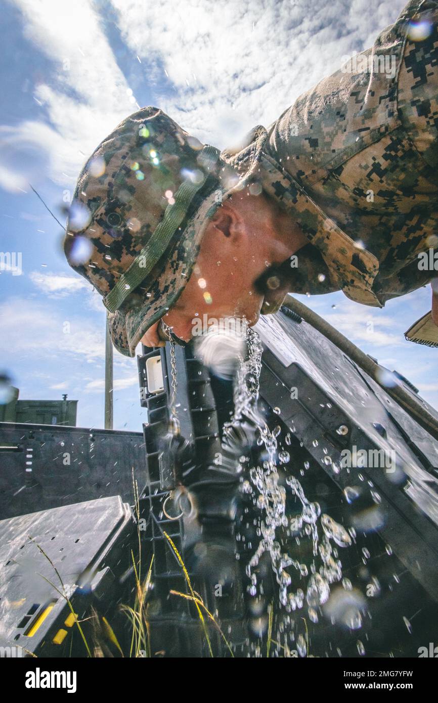 U.S. Marine Corps Cpl. Austin Blanco, a water support technician with ...