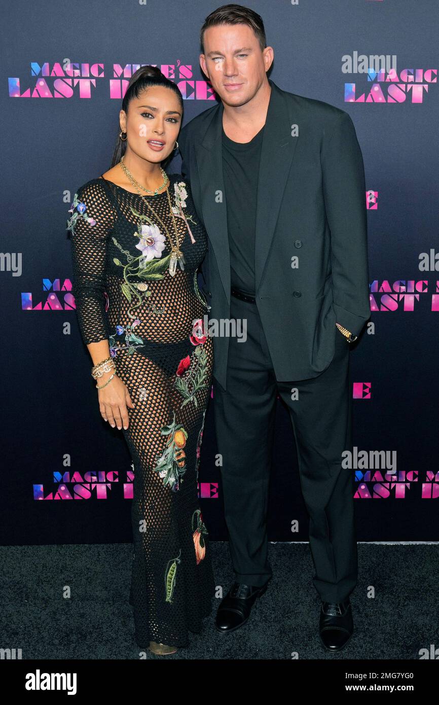 Actors Salma Hayek, left, and Channing Tatum pose for photos on the red ...