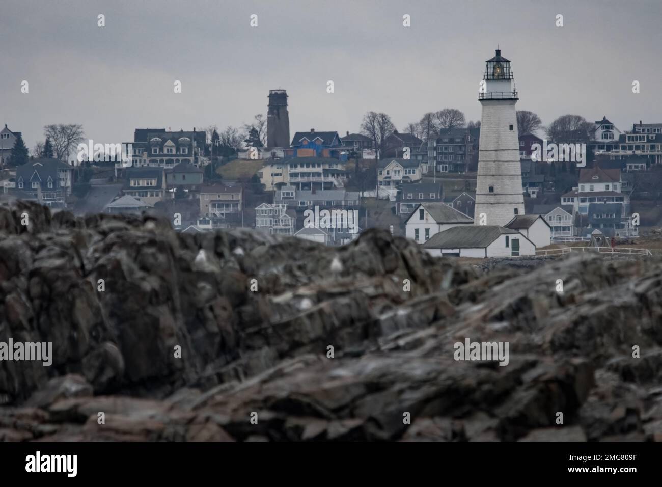 Boston Light Behind Boston Harbor Island Stock Photo - Alamy