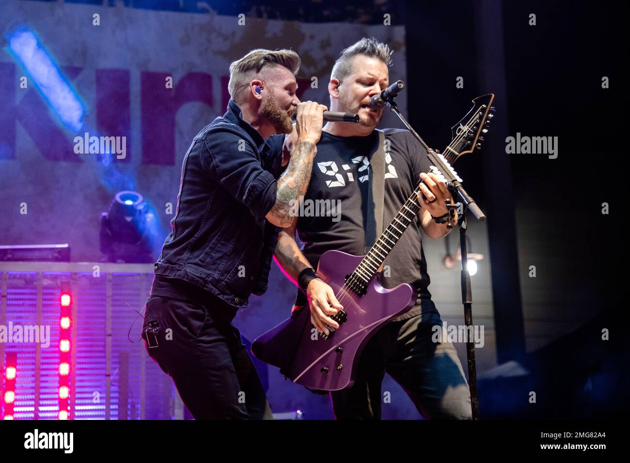 Marshal Dutton, left, and Mark King of Hinder perform at the Iron Horse ...