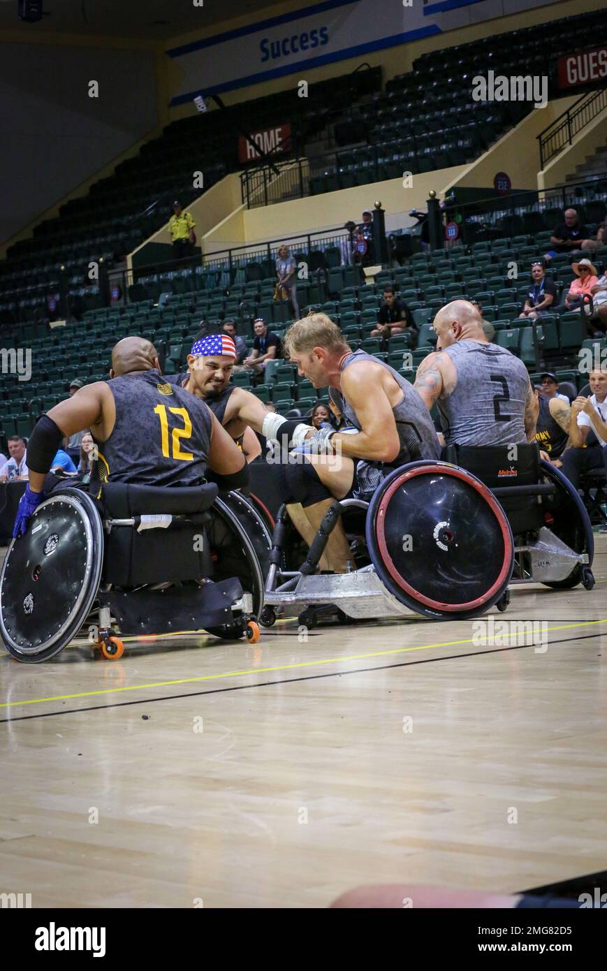 U.S. Army athletes compete in wheelchair rugby during the 2022 ...