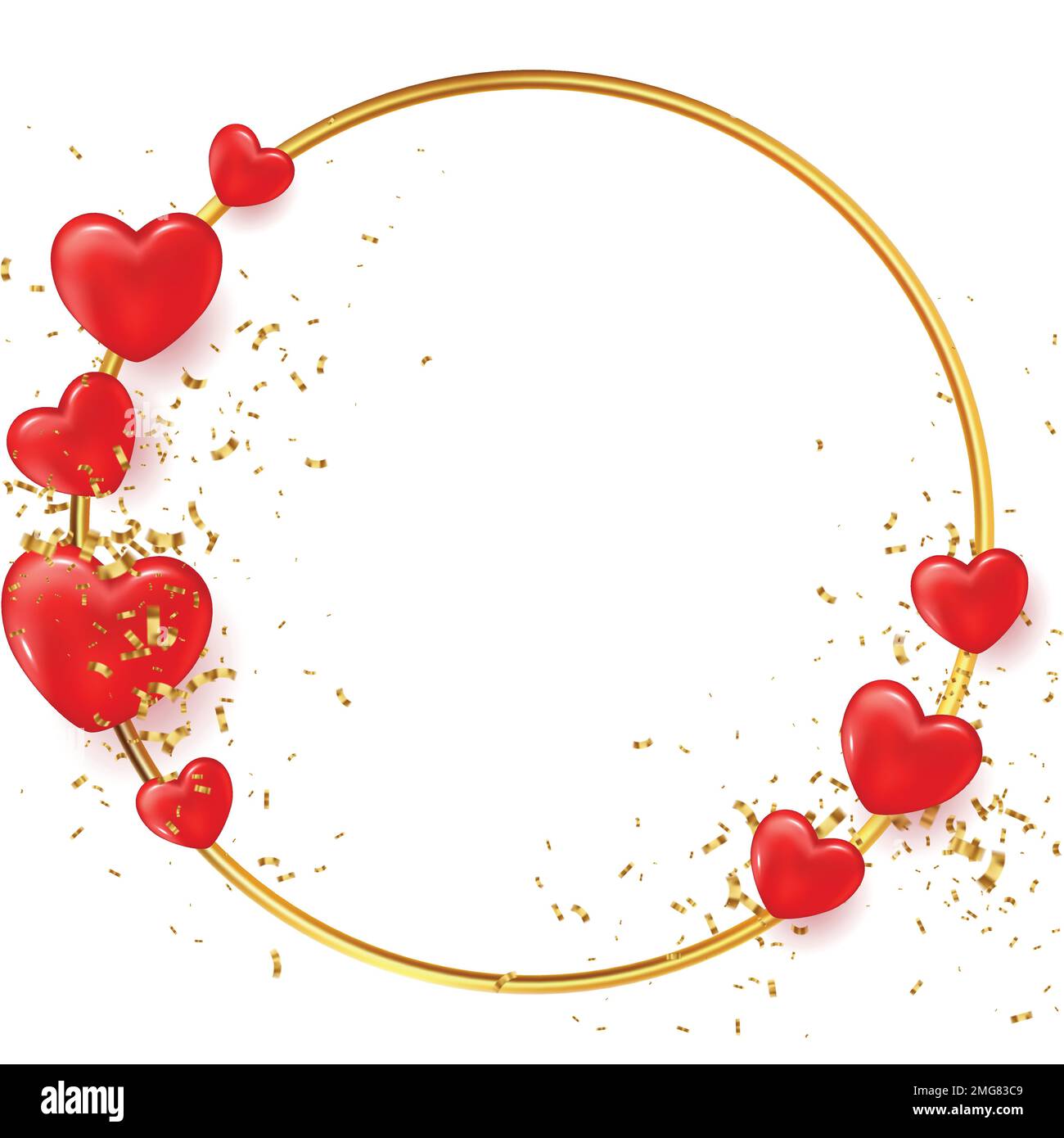 Red heart golden border vector hi-res stock photography and images - Alamy