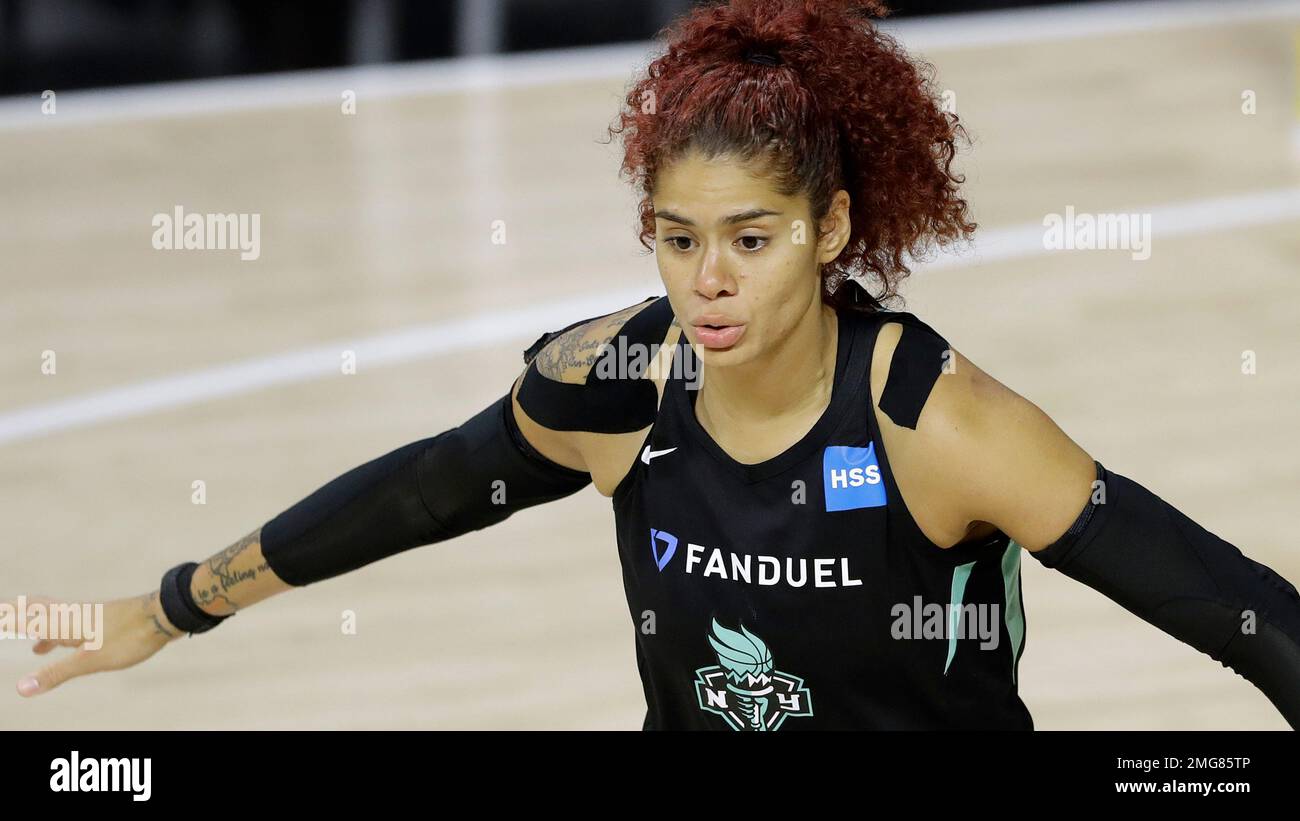 New York Liberty center Amanda Zahui B. (17) during the second half of ...