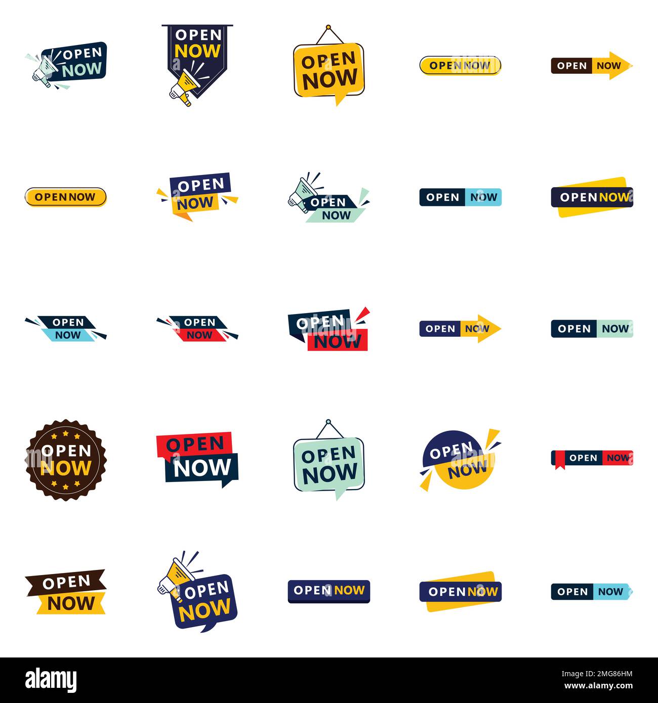 Now open label Stock Vector Images - Alamy