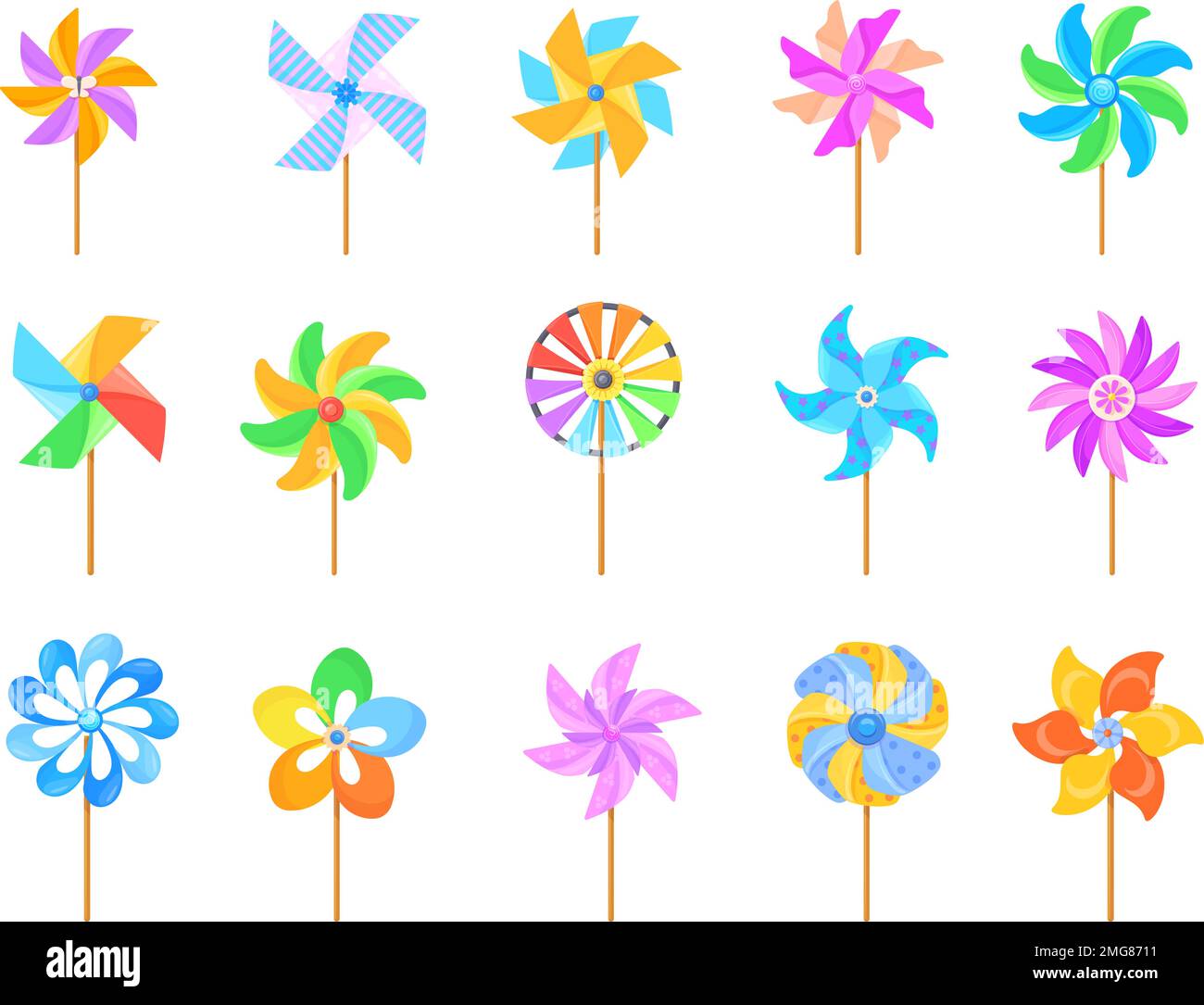 Windmill toy. Paper pinwheel toys, cartoon wind vane summer breeze ...