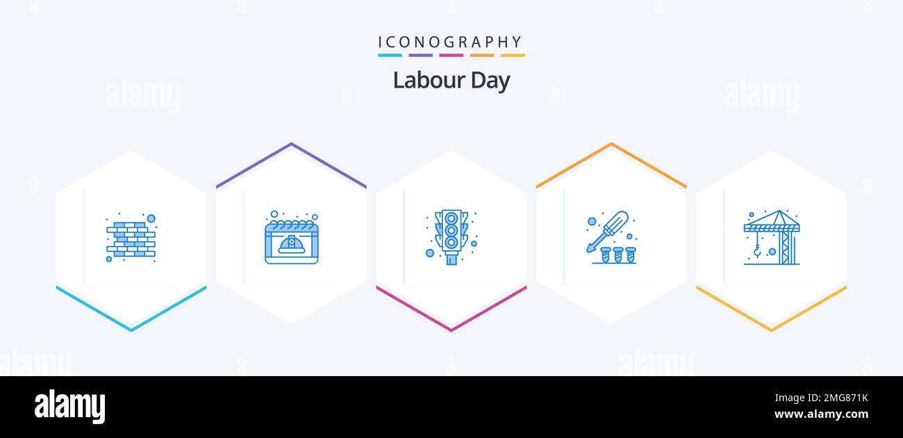 Labour Day 25 Blue icon pack including construction. screw. light. tool ...