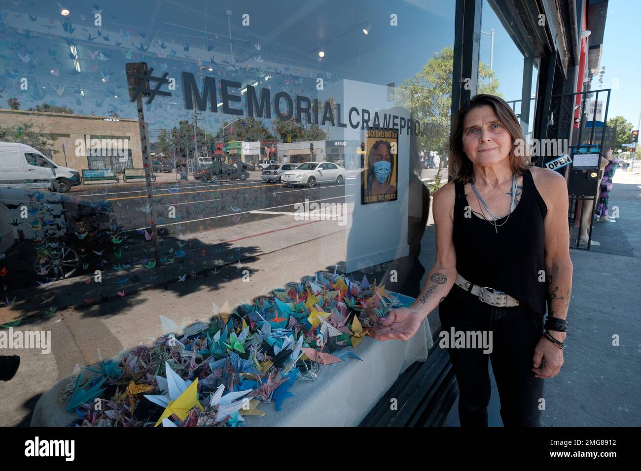Artist Karla Funderburk, owner of Matter Studio Gallery, poses outside ...