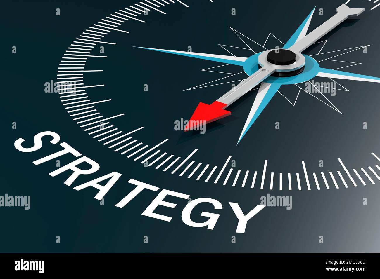 Compass needle pointing to strategy word, 3D rendering Stock Photo - Alamy
